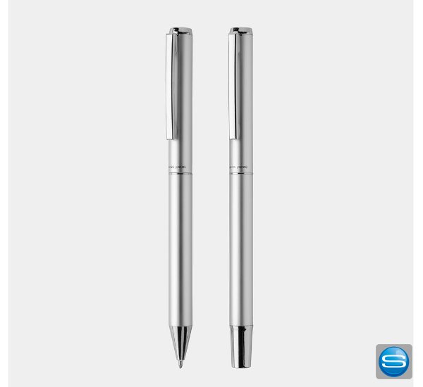 Stifte-Set aus recyceltem Aluminium veredelt mit Ihrem Logo - Farbe: silber